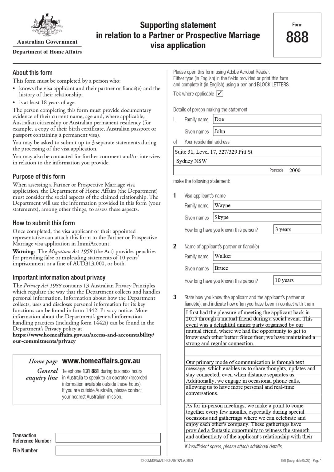 How to fill out Form 888 for a partner visa (Example and Common ...