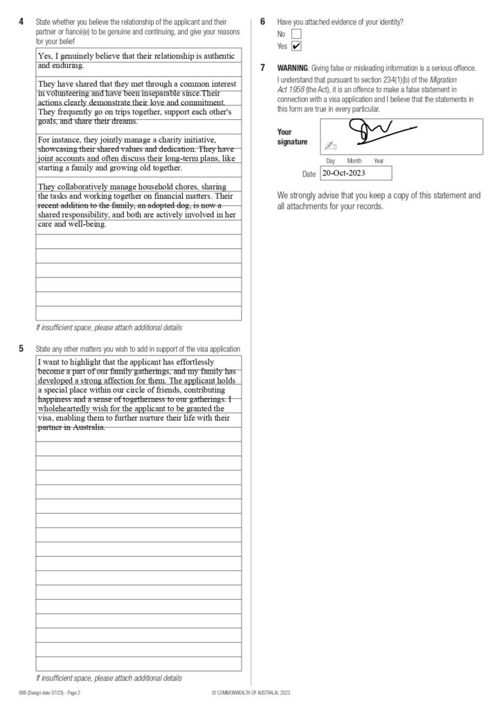 How to fill out Form 888 for a partner visa (Example and Common ...
